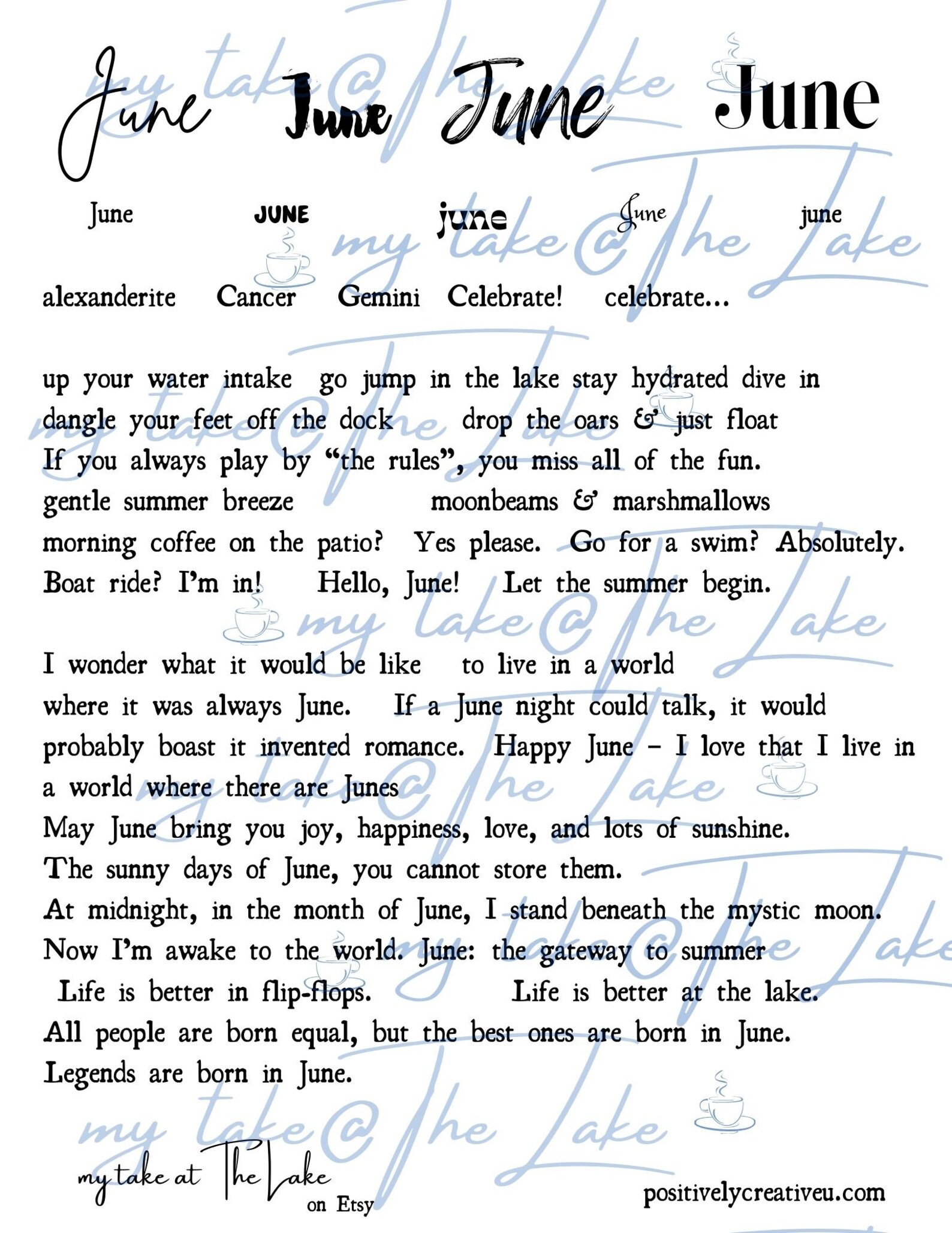 JUNE Words, Phrases and Quotes Digital Kit for Junk Journals, Planners ...