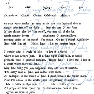 JUNE Words, Phrases and Quotes Digital Kit for Junk Journals, Planners ...