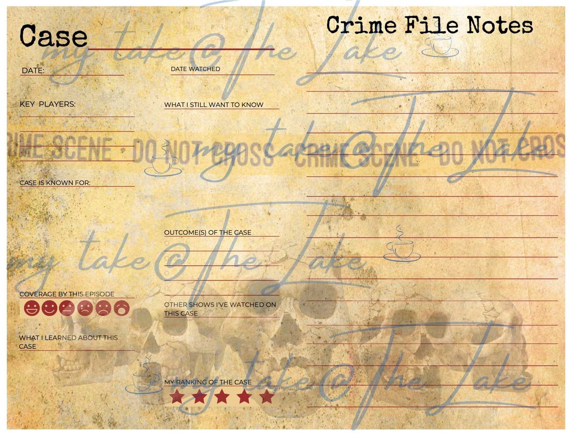 True Crime Junkie Journal Pages, Case Tracker - Etsy