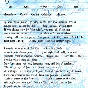 JUNE Words, Phrases and Quotes Digital Kit for Junk Journals, Planners ...