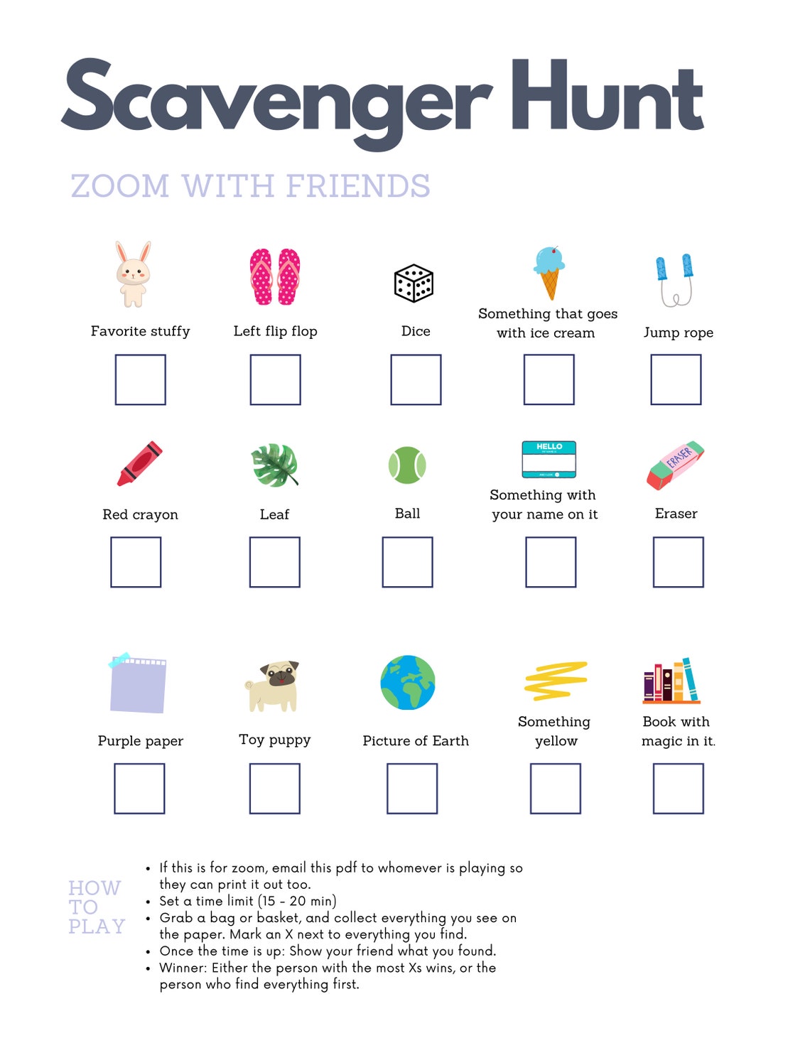 Remote Playdates Can Be FUN With This Zoom Scavenger Hunt Game. Fun ...