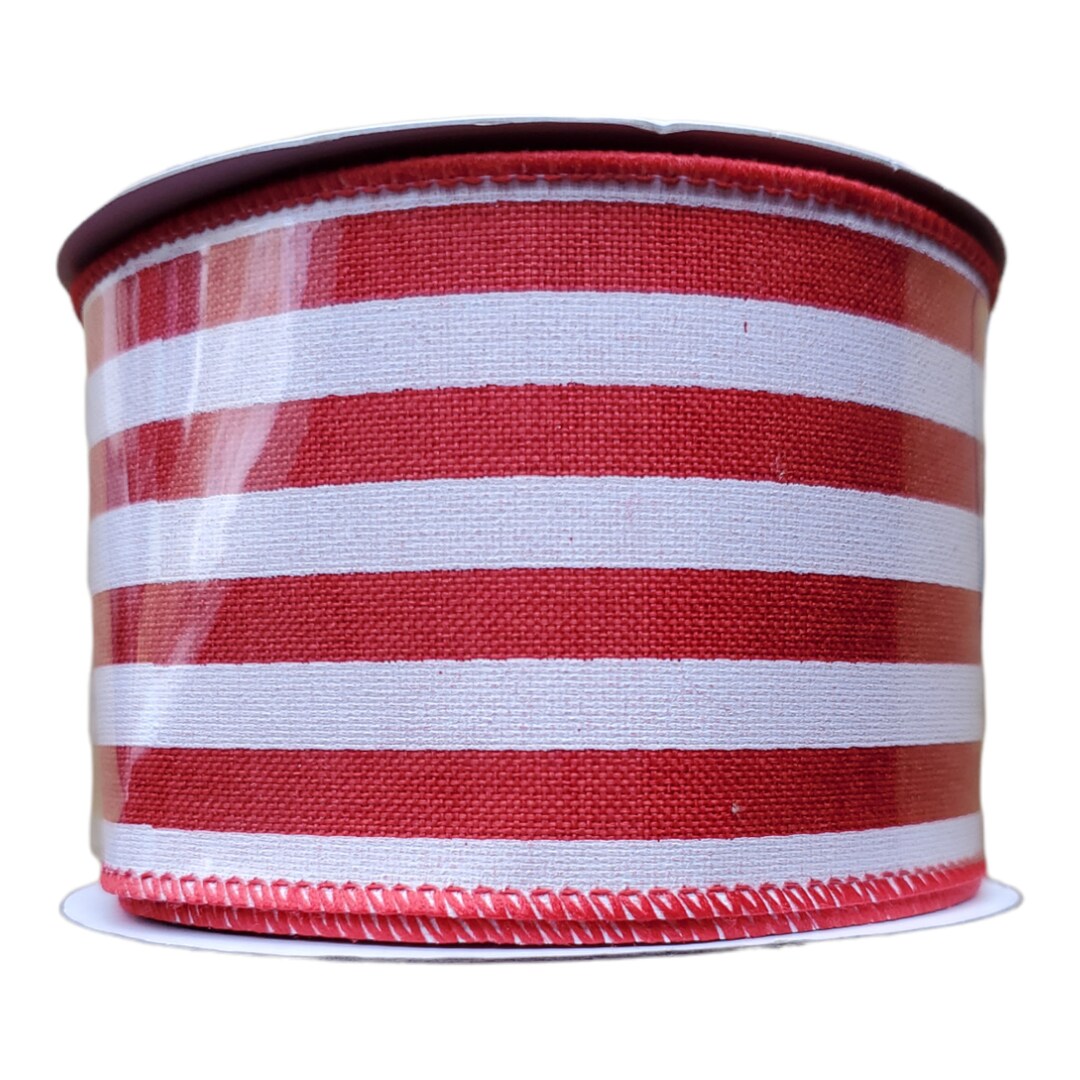 2.5" Red & White Stripes Ribbon - Etsy