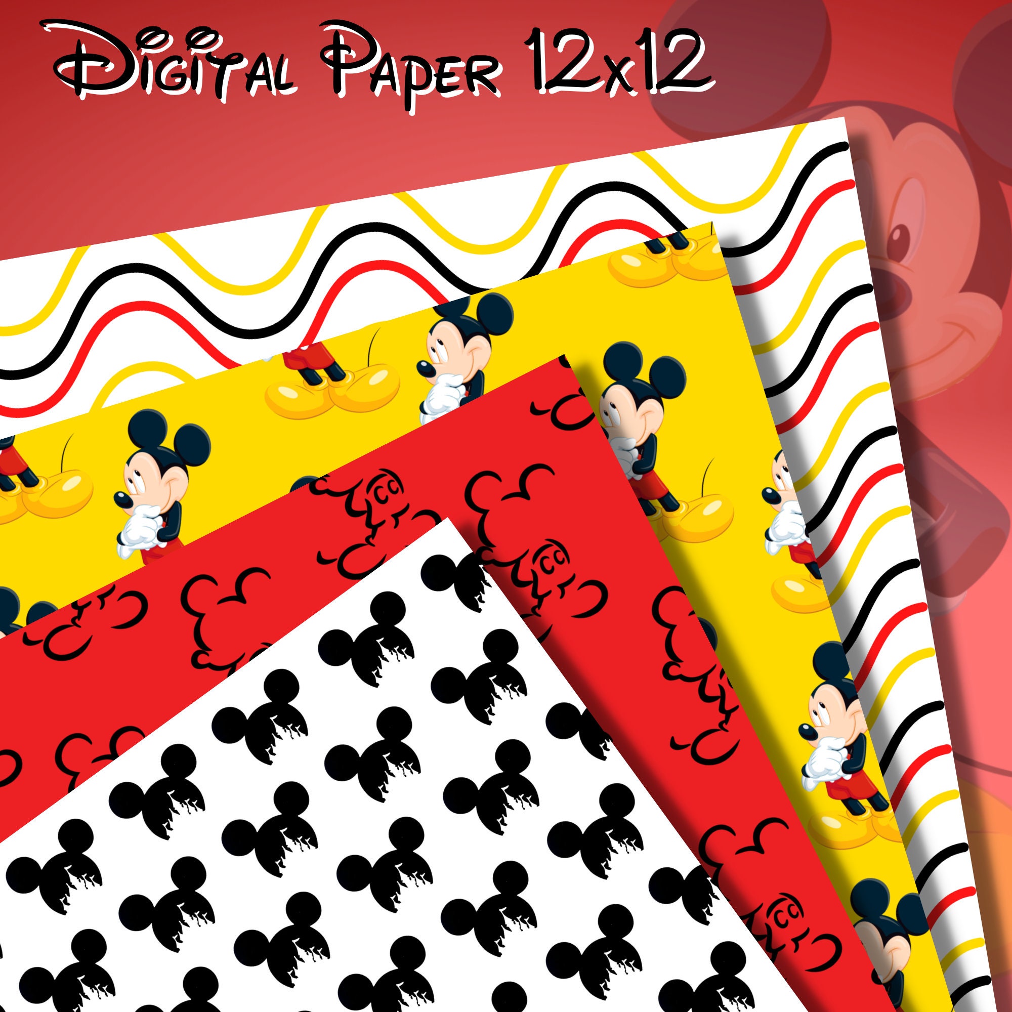 40 Mickey Digital Paper, Scrapbook Paper, Wallpaper - Etsy