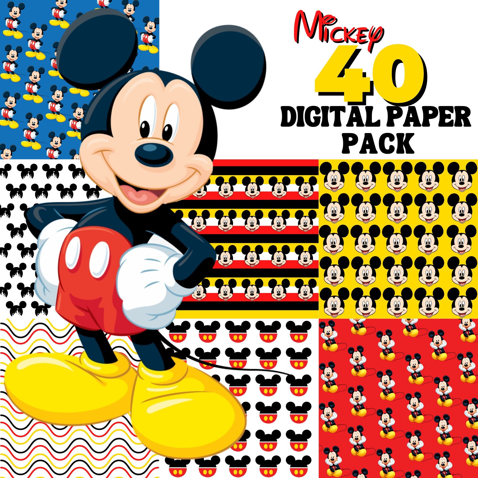 40 Mickey Digital Paper, Scrapbook Paper, Wallpaper - Etsy