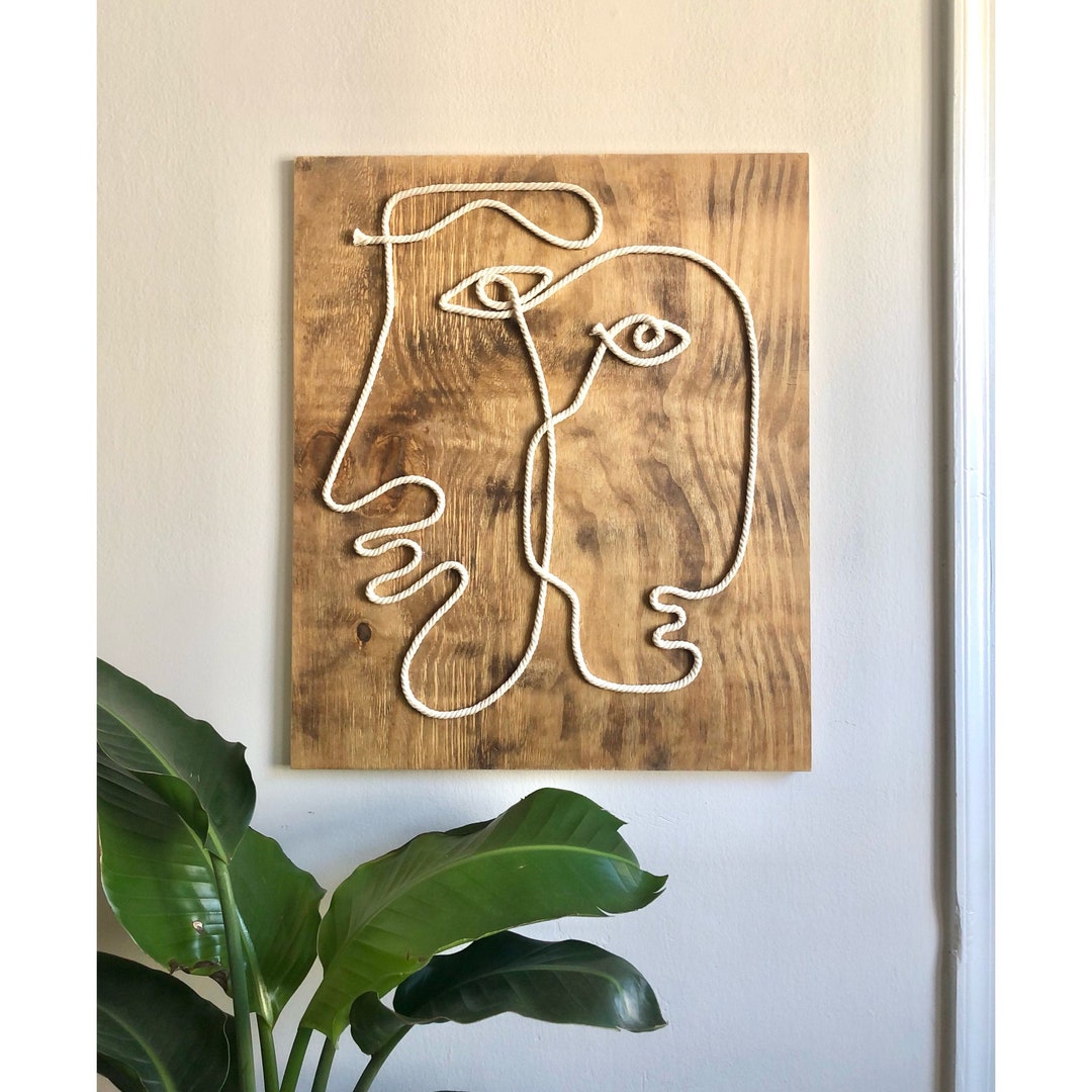 Single Line Drawing Fiber Art Minimalist Wall Decor Face Drawing - Etsy