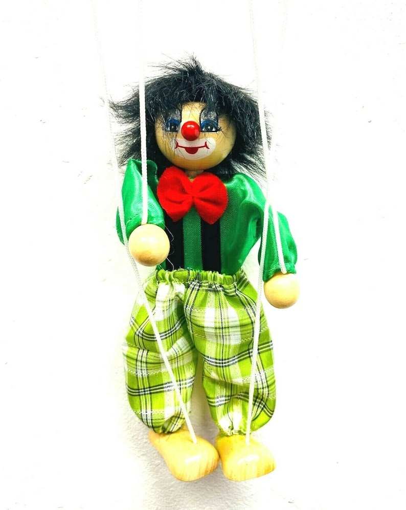 Wooden Retro Pull String Puppet Clowns Marionette Joint - Etsy
