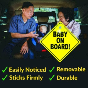 Baby on Board Sign for Car, Kids Safety Warning Signs With Suction Cups ...