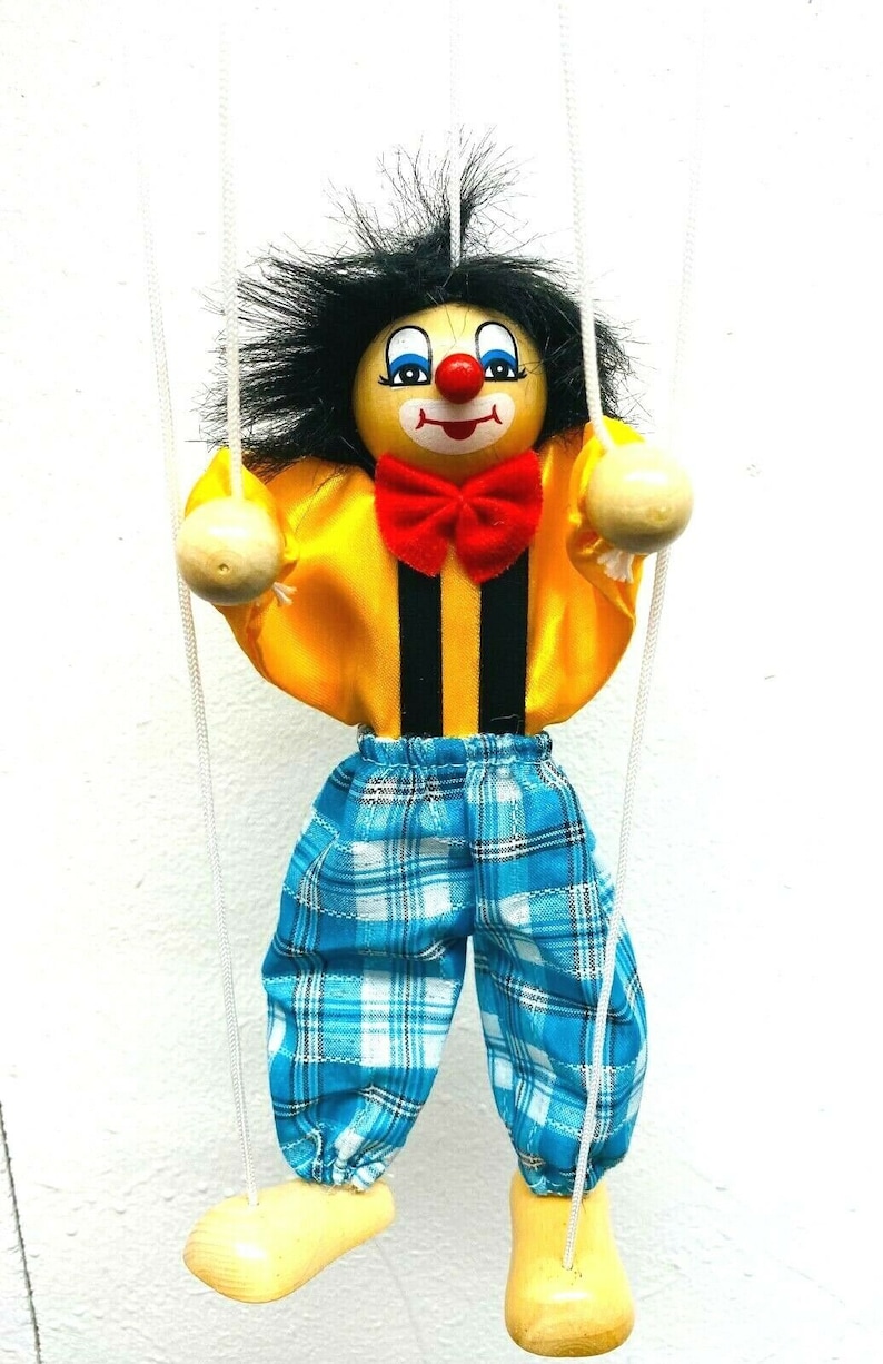 Wooden Retro Pull String Puppet Clowns Marionette Joint - Etsy