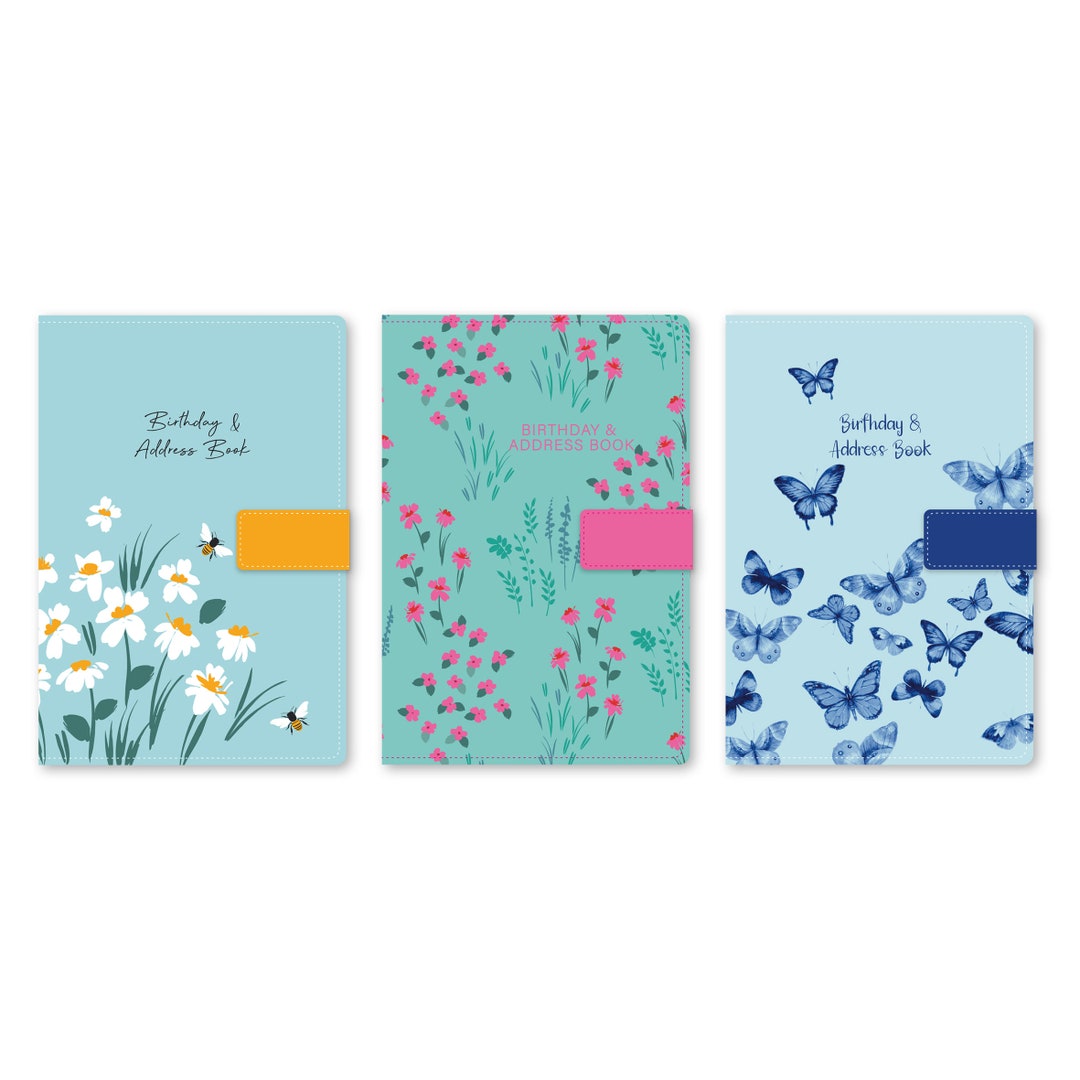 A5 Address Book Linen Fabric Cover Executive Padded A-Z Index Birthday ...