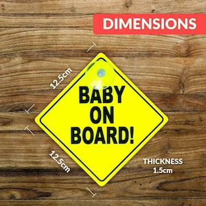 Baby on Board Sign for Car, Kids Safety Warning Signs With Suction Cups ...