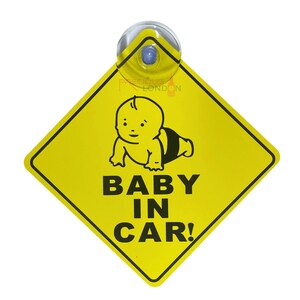 Baby on Board Sign for Car, Kids Safety Warning Signs With Suction Cups ...
