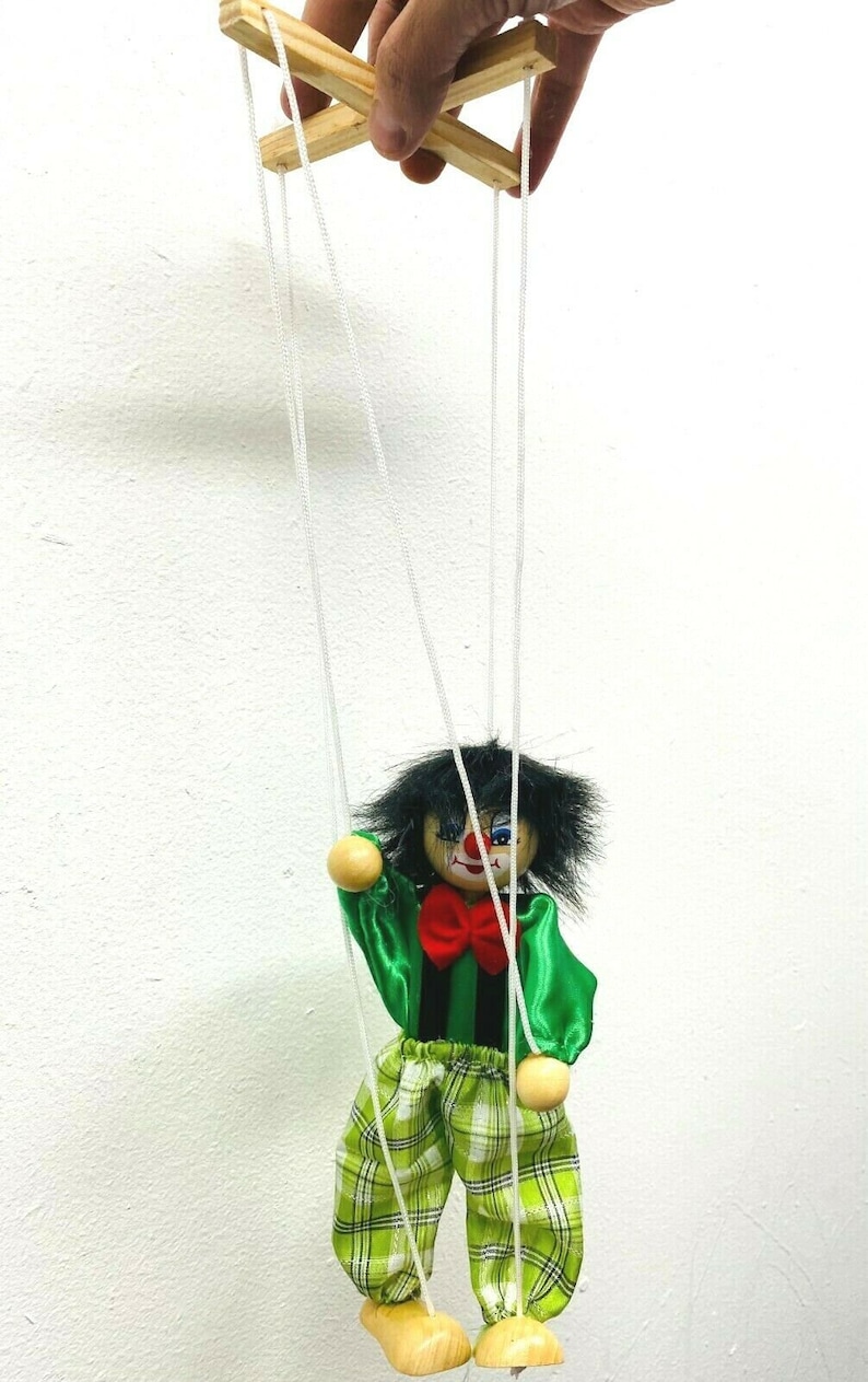 Wooden Retro Pull String Puppet Clowns Marionette Joint - Etsy