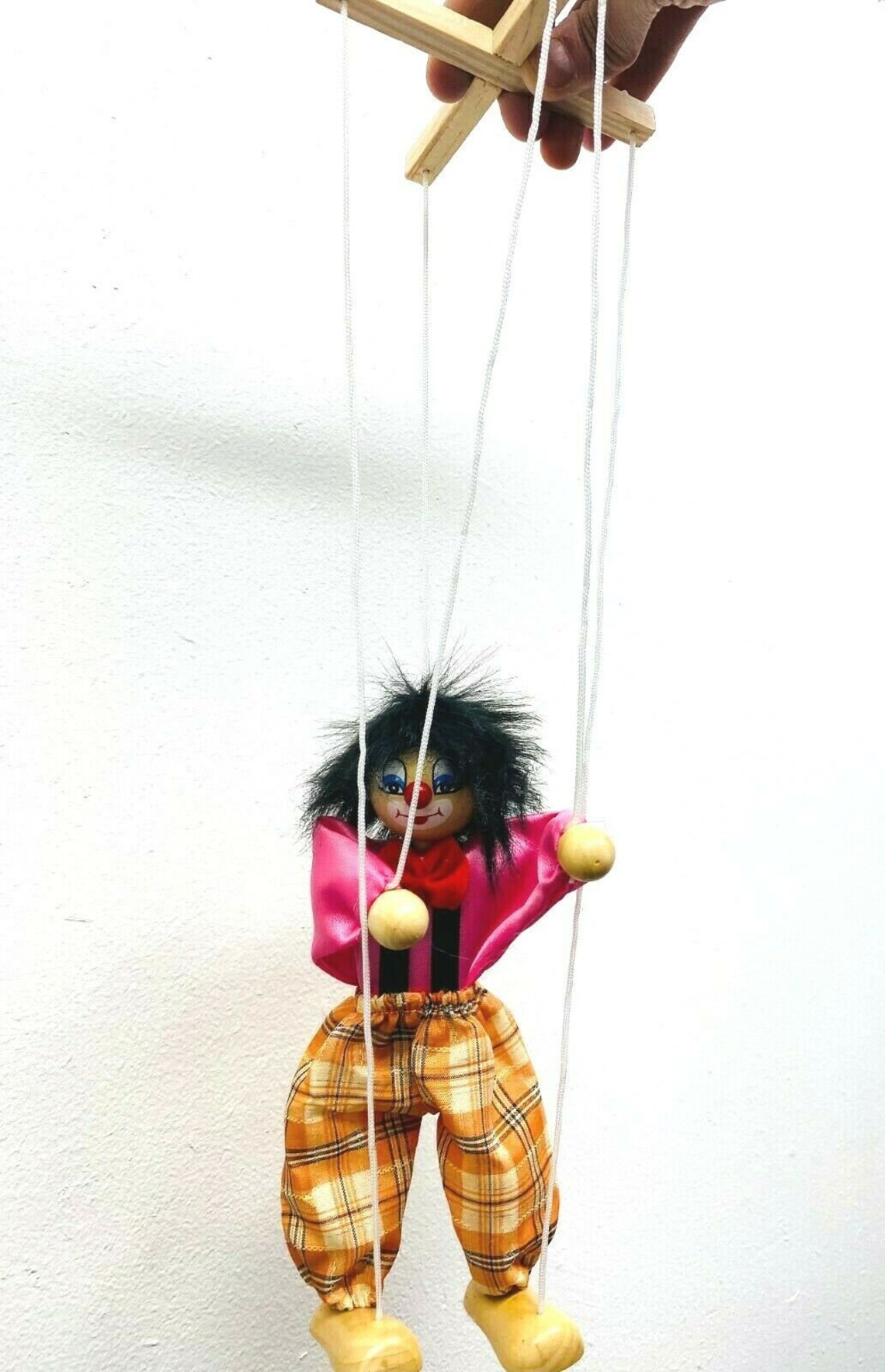 Wooden Retro Pull string puppet Clowns Marionette Joint | Etsy