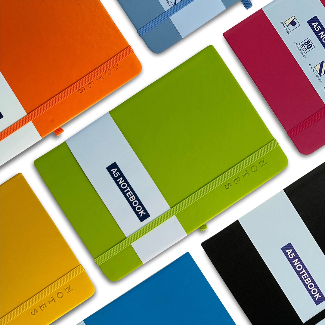 A5 Lined Notebook Hardback Made of PU Leather Journal With Elastic ...