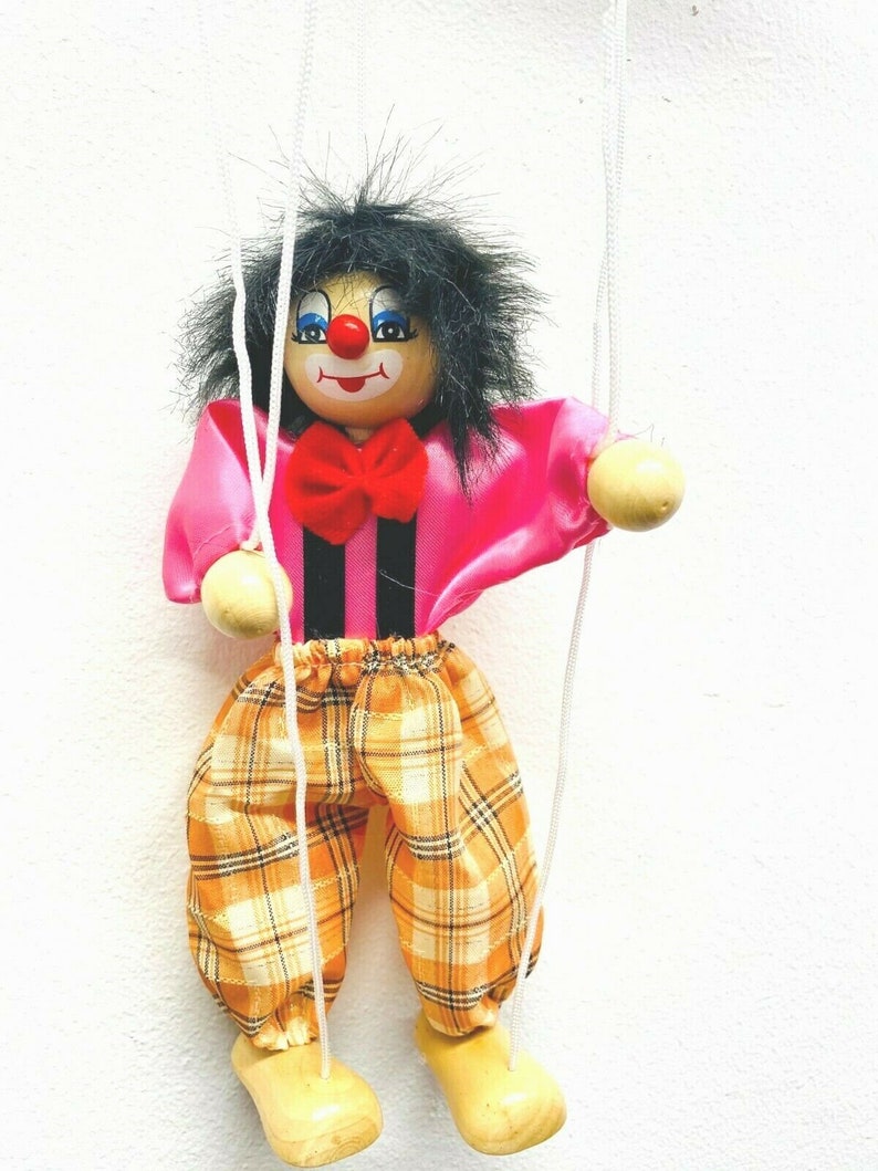 Wooden Retro Pull String Puppet Clowns Marionette Joint - Etsy
