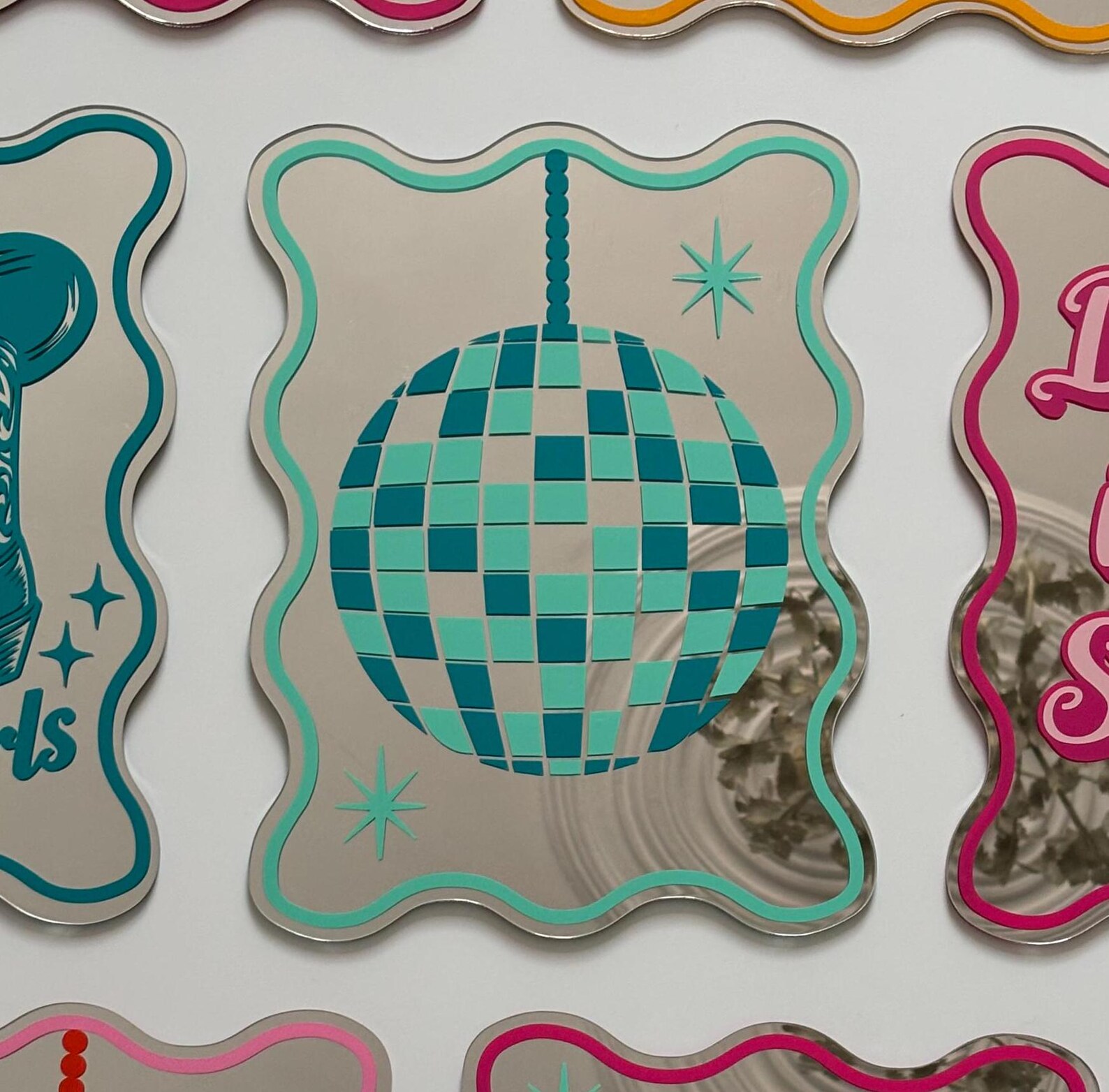 Disco Ball Mirror, Printed Mirrors, Vinyl Decal Mirrors, Glitterball ...