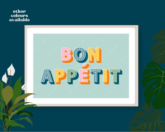 Bon Appetit Print Bon Appetit Sign Bon Appetit Poster | Etsy