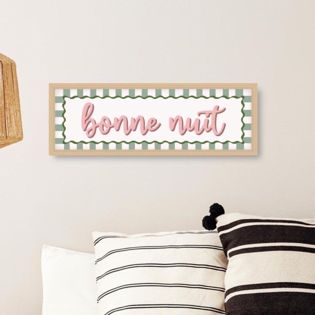 Framed Bonne Nuit Print, Bonne Nuit Print Framed, Bedroom Wall Decor ...