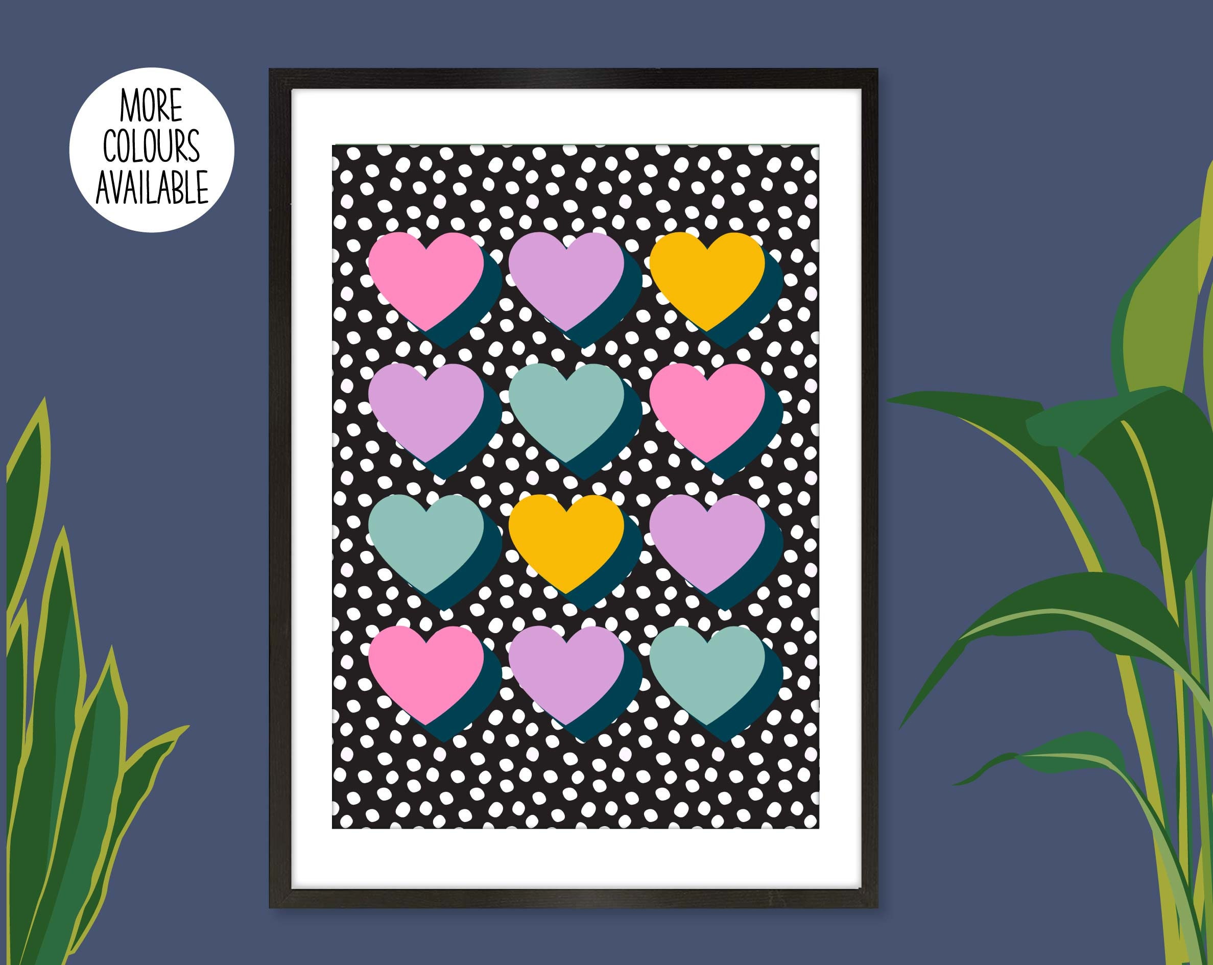 Love Hearts Print Multi Colour Hearts Poster Pretty Hearts - Etsy UK