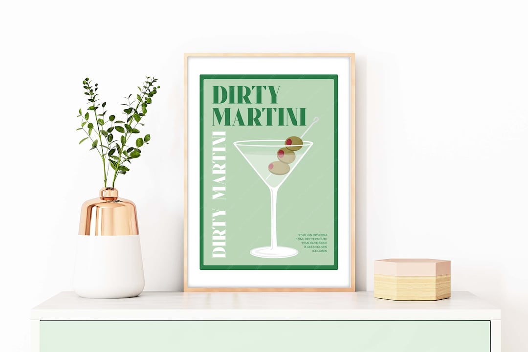 Dirty Martini Cocktail Print, Dirty Martini Cocktail Poster, Dirty ...