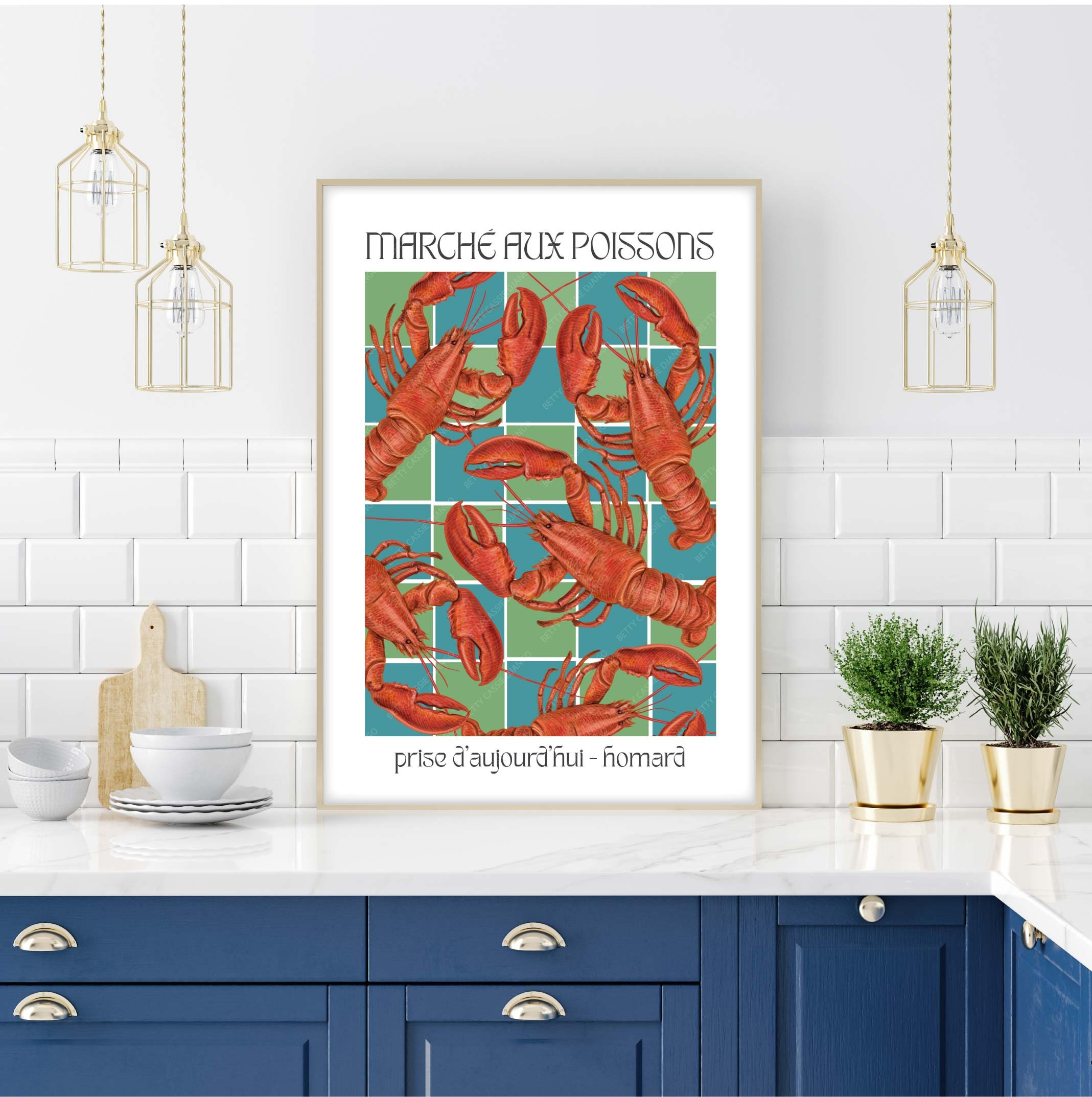 Lobster Print, Fish Market Posters, Seafood Wall Art, Shell Fish Wall ...