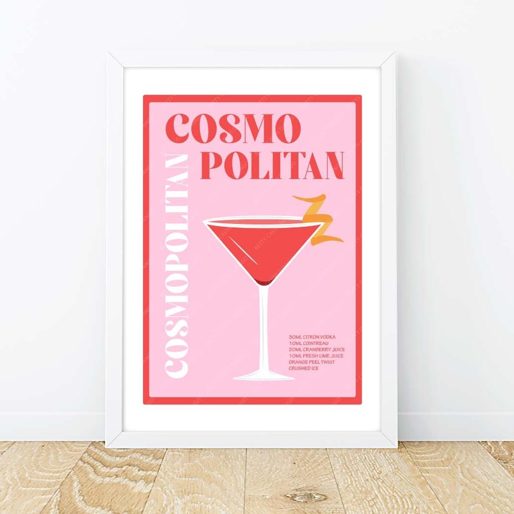 Cosmopolitan Cocktail Print, Cosmopolitan Print, Cosmoplitan Poster ...