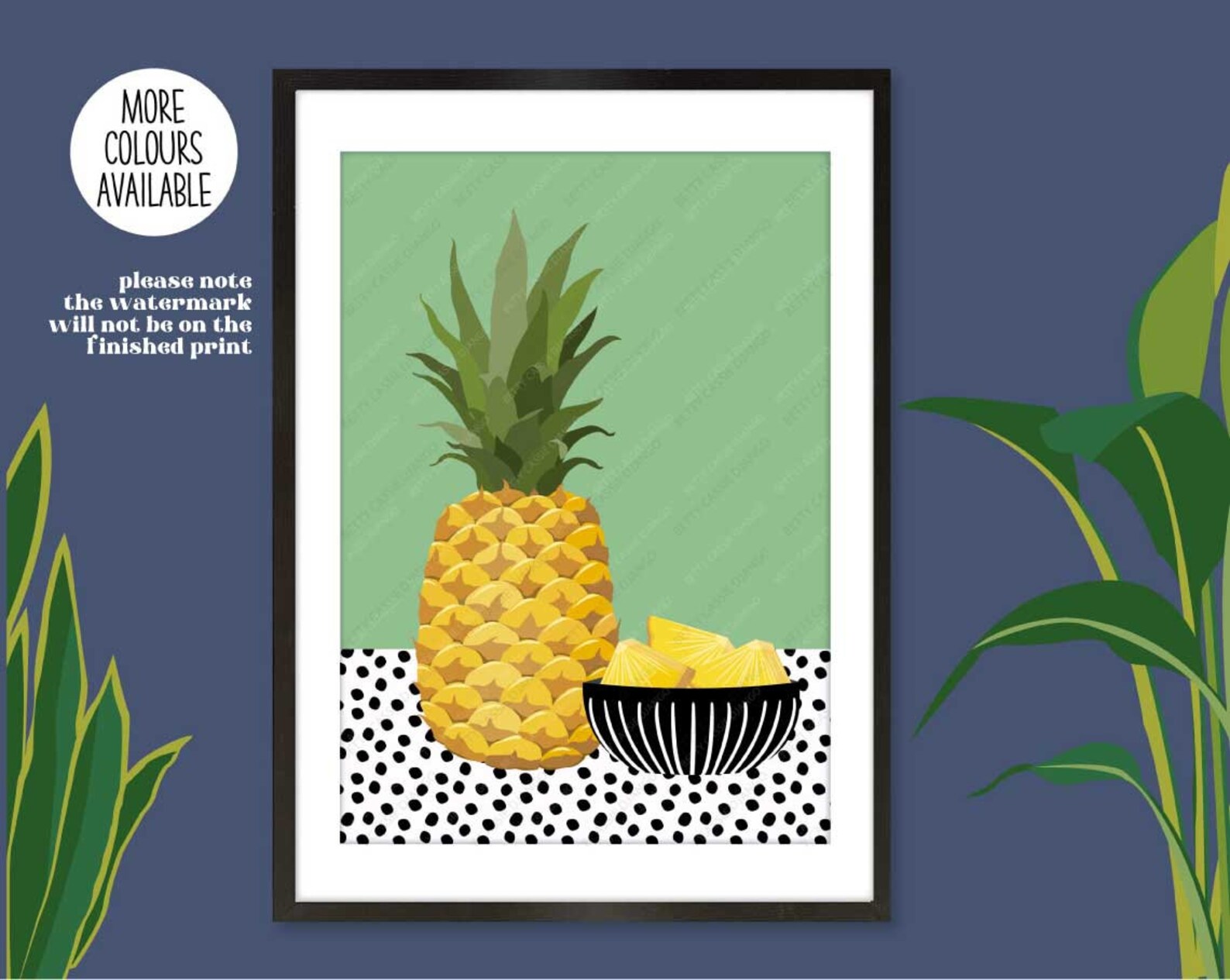 Pineapple Print, Pineapple Bowl Print, Pineapple Still Life, Kitsch ...