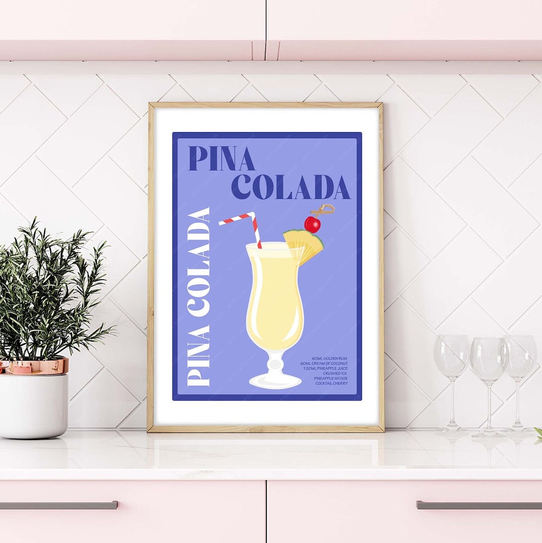 Pina Colada Print, Pina Colada Cocktail, Pina Colada Poster, Cocktail ...