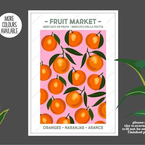 Fruit Market Poster Cherries Print Cartel Del Mercado De - Etsy