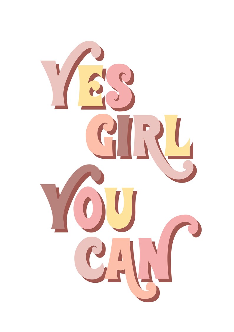 Yes Girl You Can Print Female Empowerment Poster Feminist | Etsy UK