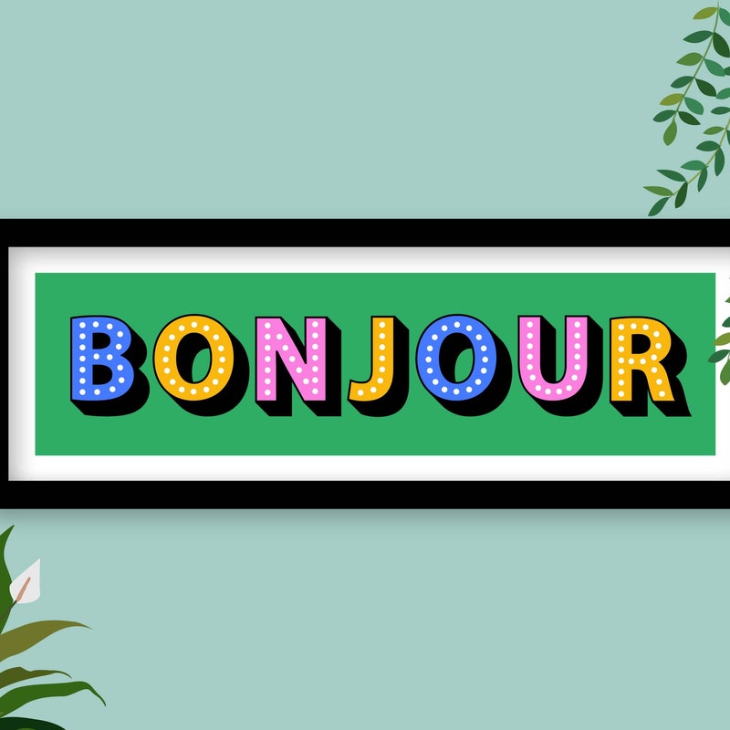 Bonjour Print - Etsy