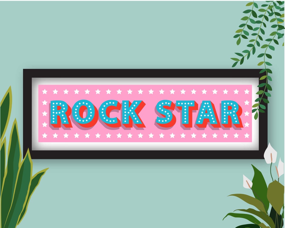 Framed Rock Star Print, Cool Kids Print, Panoramic Typography Print ...
