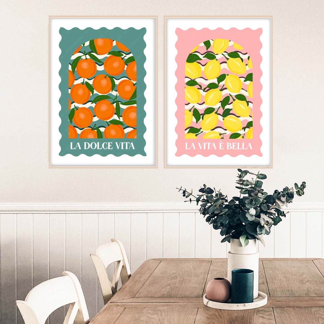 Italian Fruit Prints Set, Italian Fruit Market Posters, Citrus Fruit ...