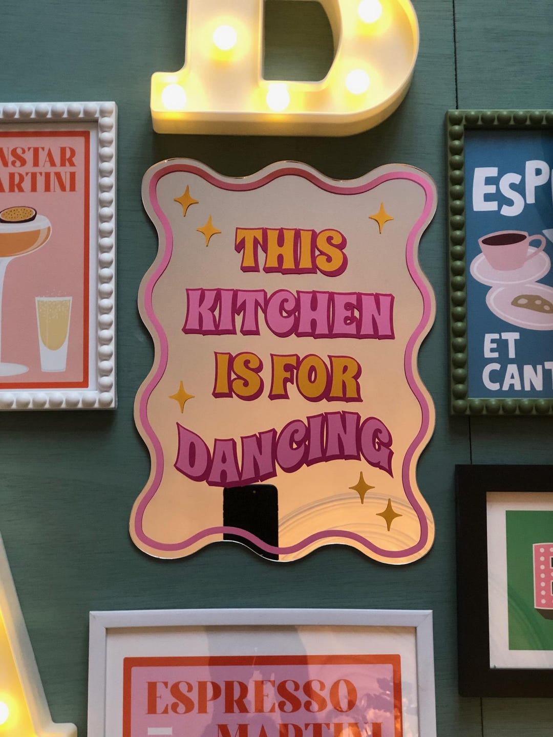 This Kitchen is for Dancing Mirror, Slogan Printed Mirrors, Vinyl Decal ...