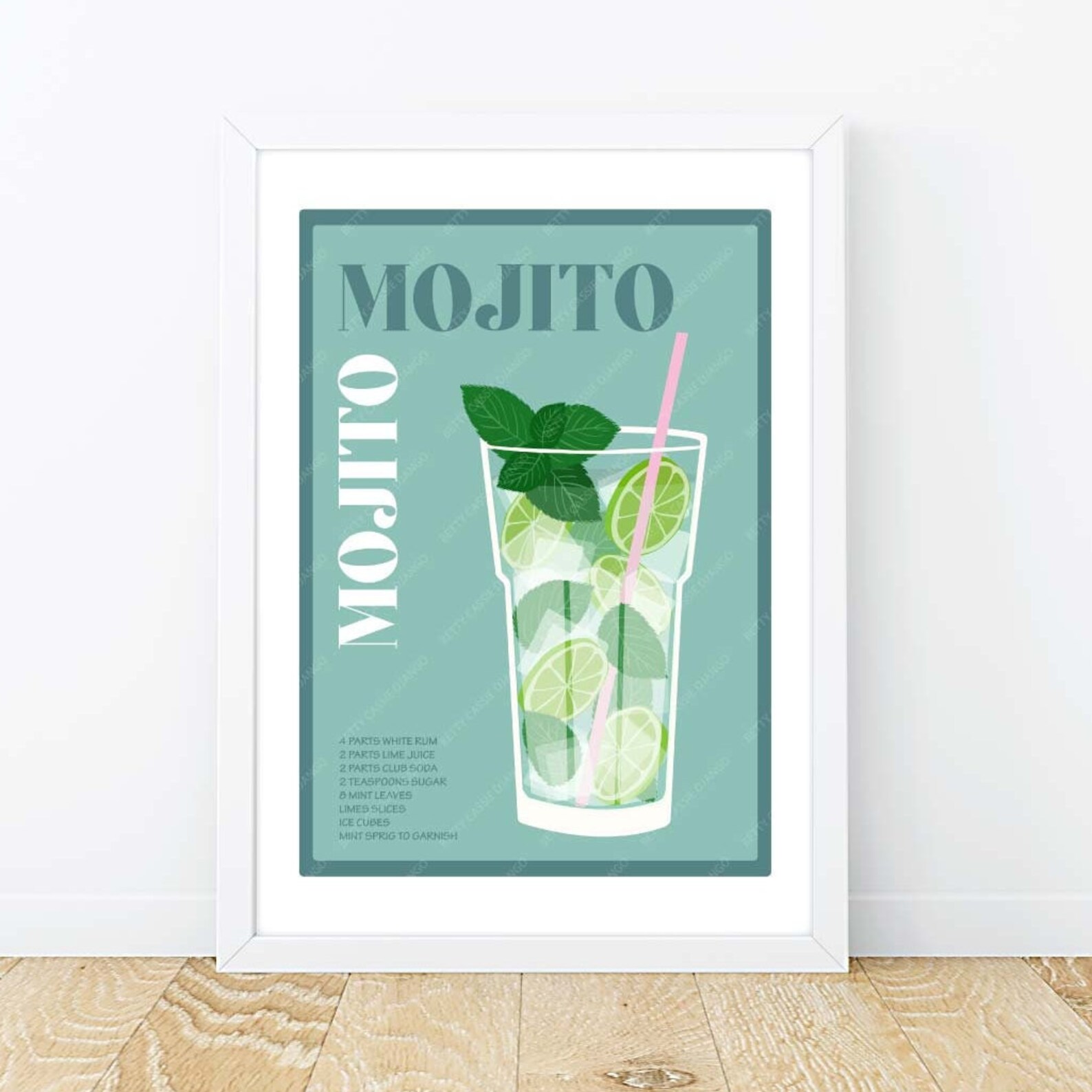 Mojito Cocktail Print, Cocktail Print, Cocktails Wall Art, Wall Decor ...