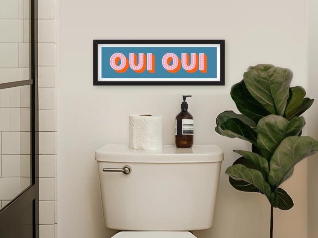 Framed Oui Print, Oui Oui Print, Oui Oui Panoramic Print, Bathroom ...