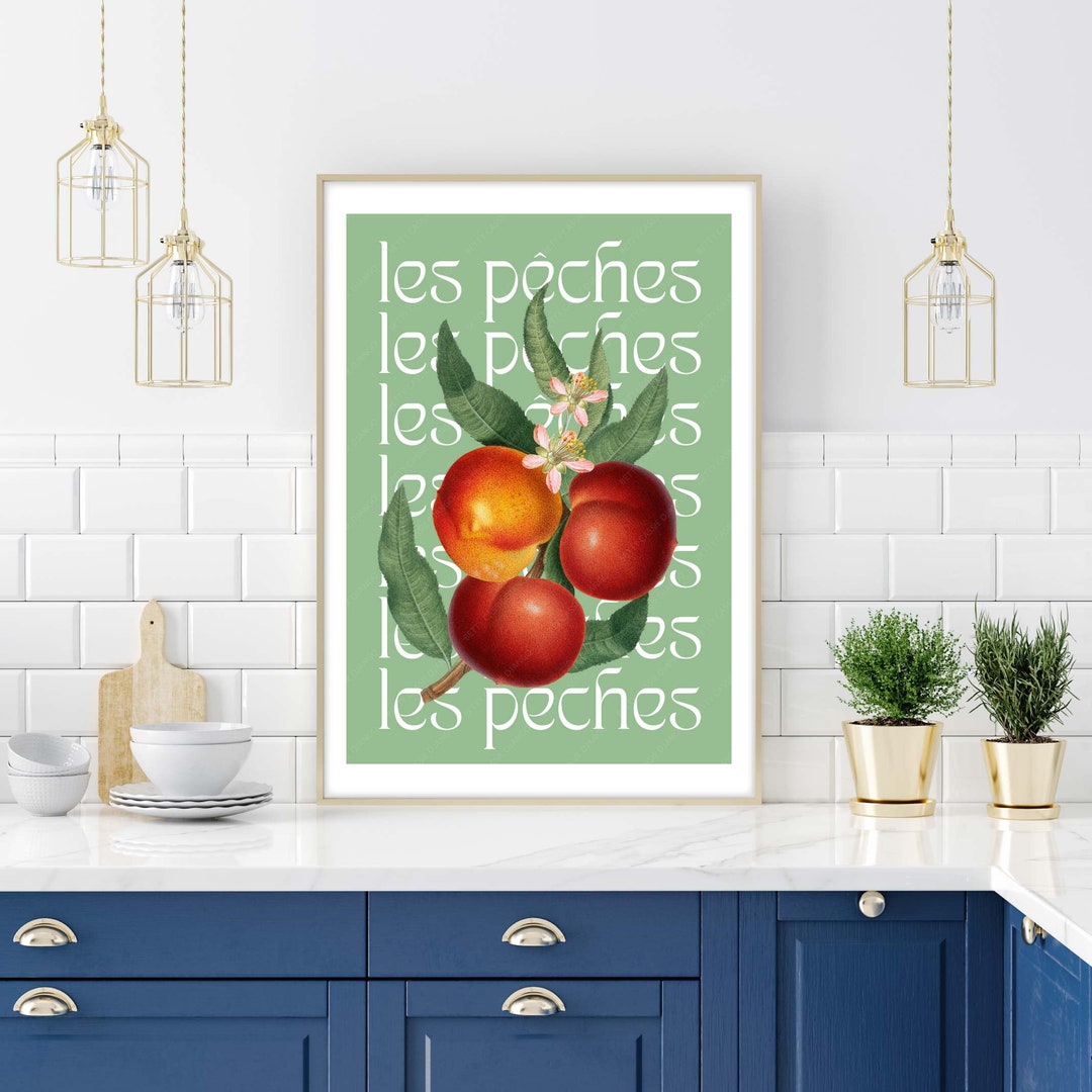 Vintage Fruit Illustrations Peaches Print, Fruit Illustration Posters ...