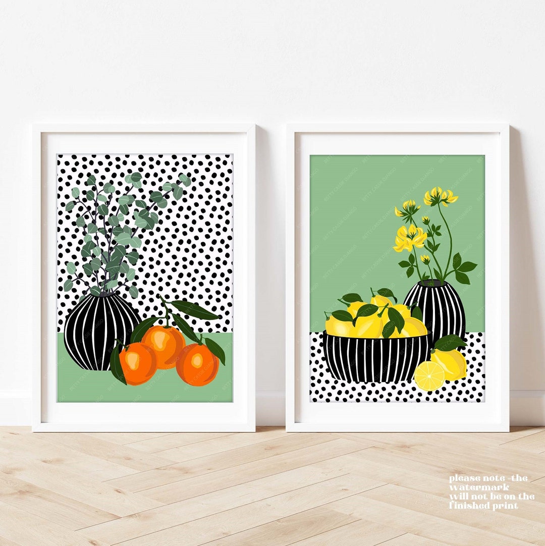 Citrus Fruit Prints Set, Kitchen Prints Set, Fruit Prints, Fruit Prints ...