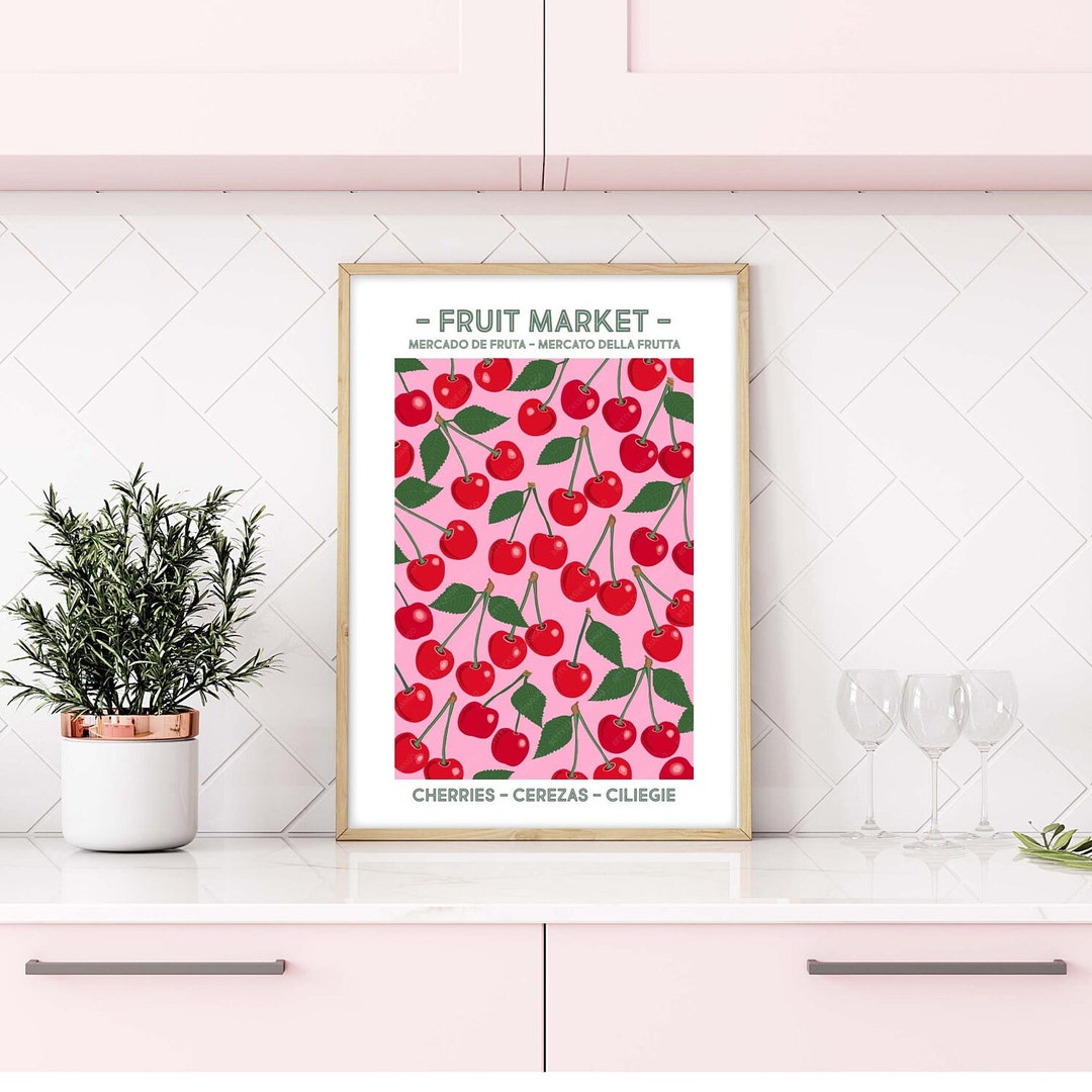 Fruit Market Poster, Cherries Print, Cartel Del Mercado De Frutas ...