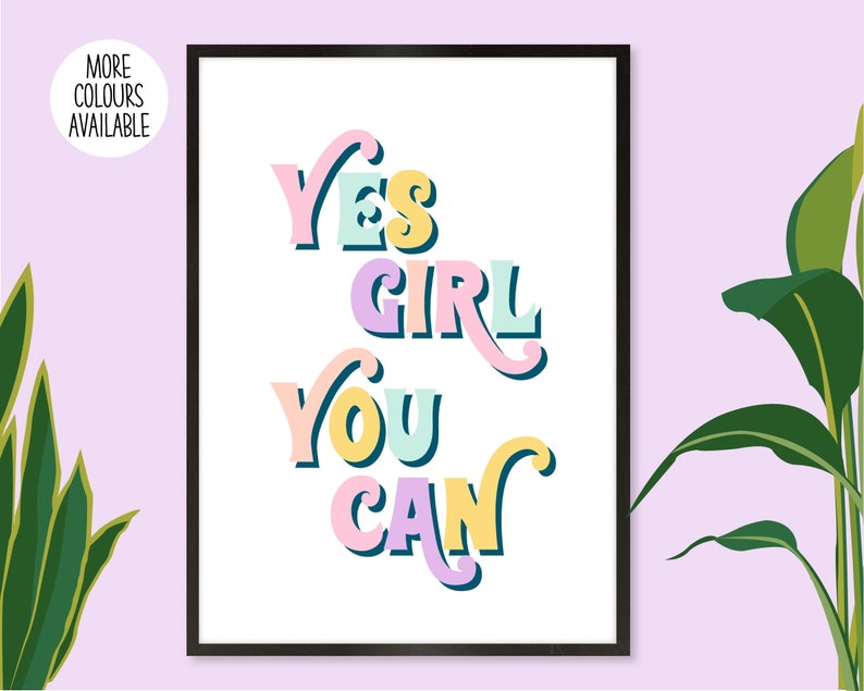 Yes Girl You Can Print Female Empowerment Poster Feminist - Etsy UK