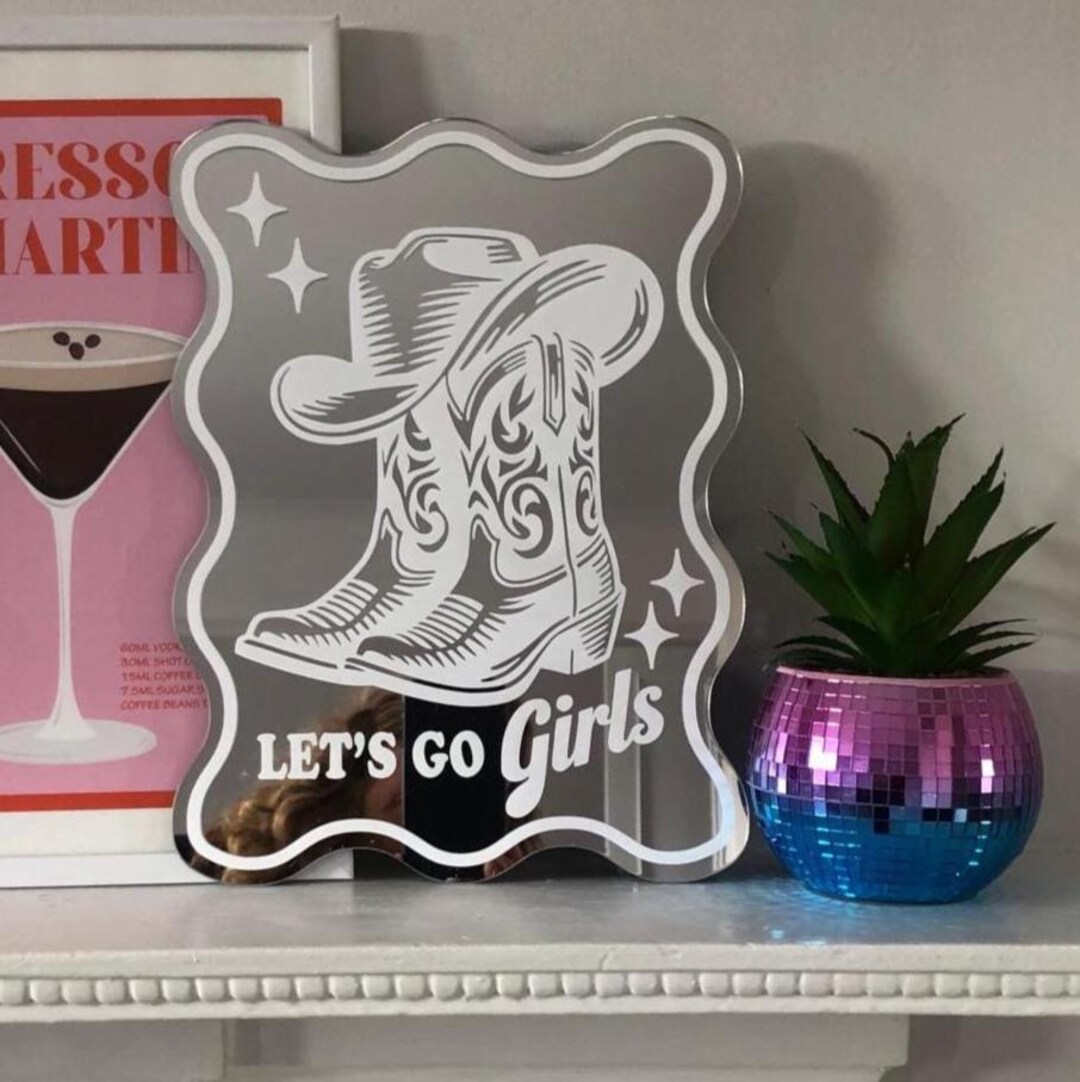 Cowboy Boot Sticker Mirror, Printed Mirrors, Vinyl Decal Mirrors ...