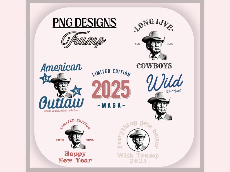 Trump Cowboy Aesthetic PNG Bundle Western & Southern Style Digital ...