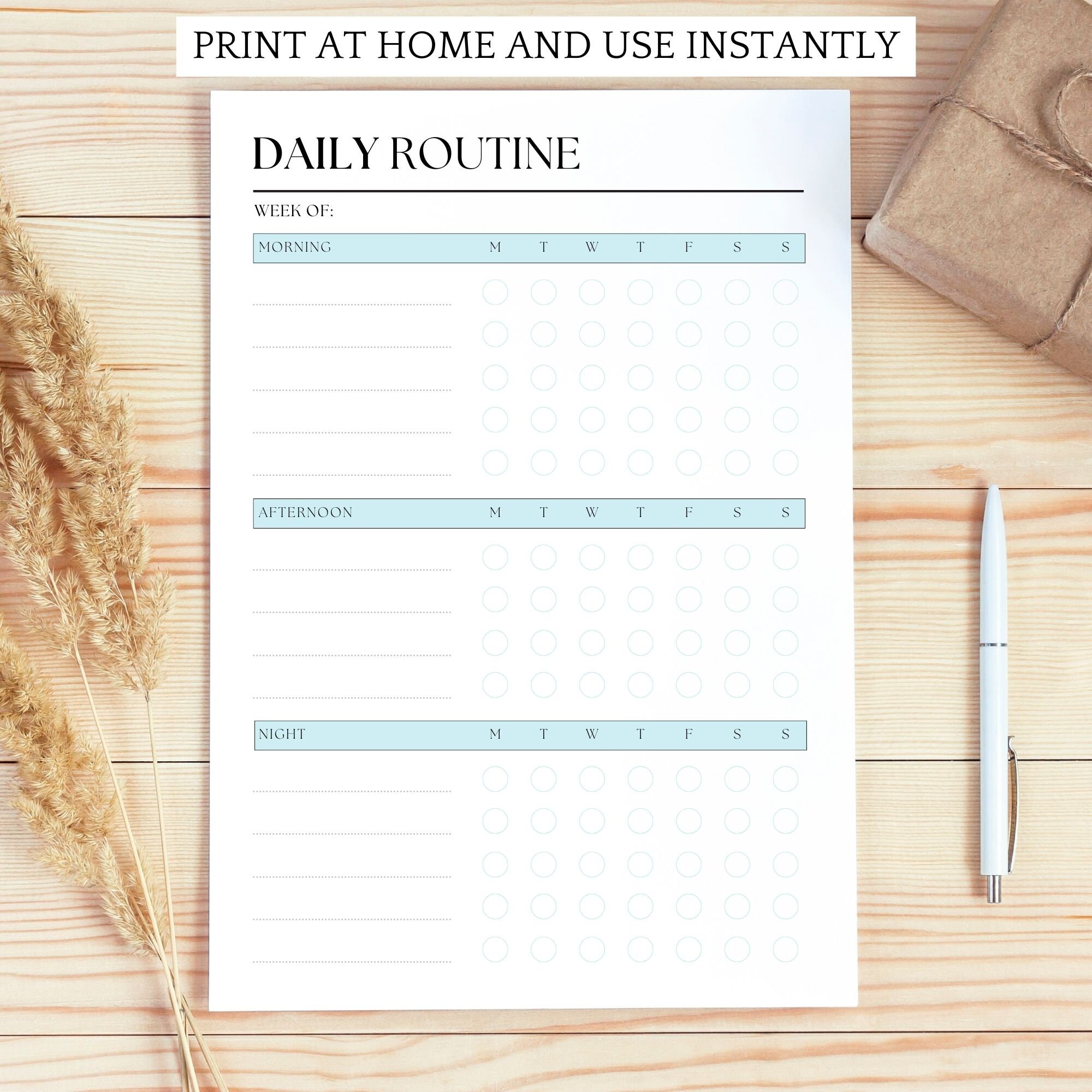 Daily Routine Planner Printable, Routine Checklist, Morning Routine ...