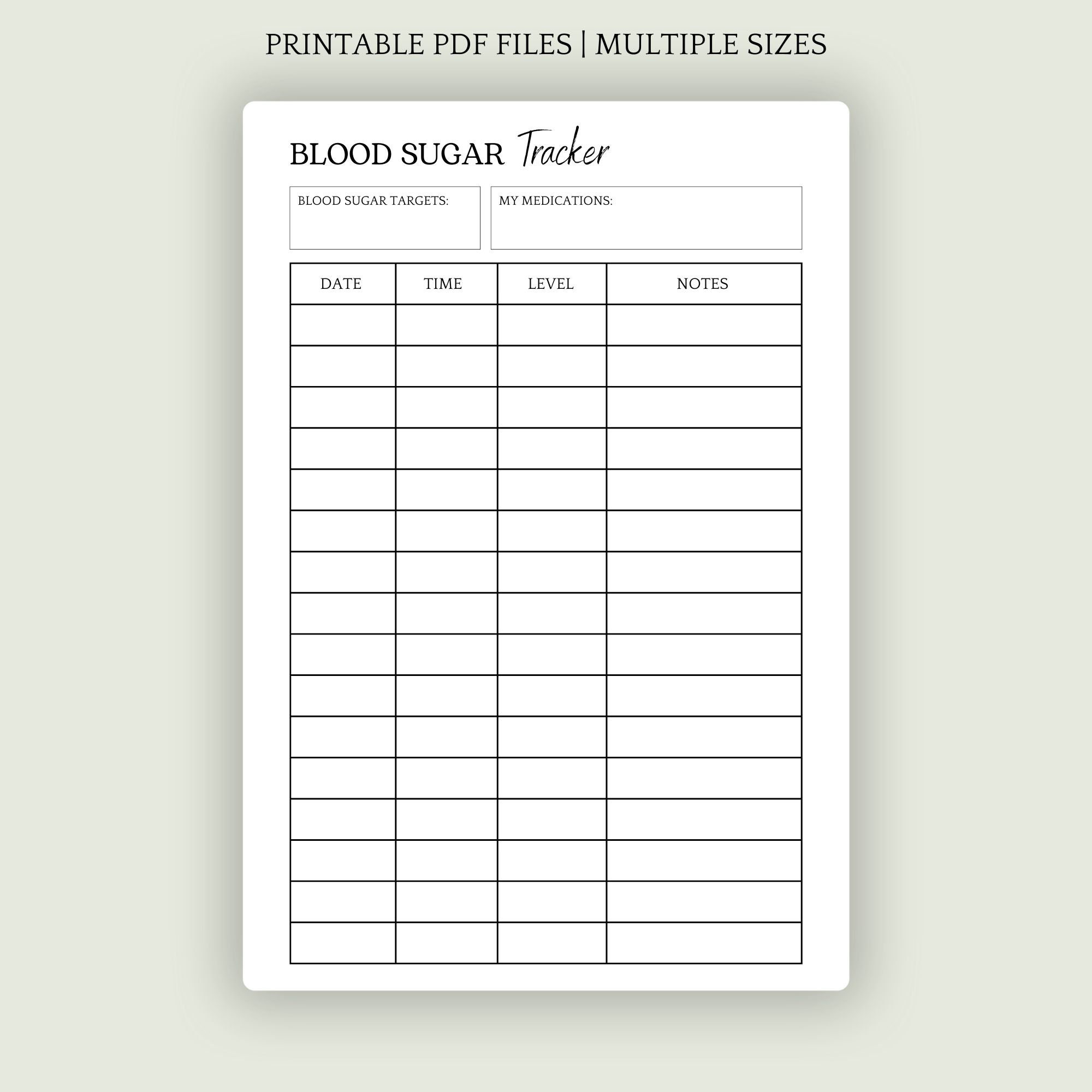 Blood Sugar Log Printable - Blood Sugar Reading Tracker - Blood Glucose ...