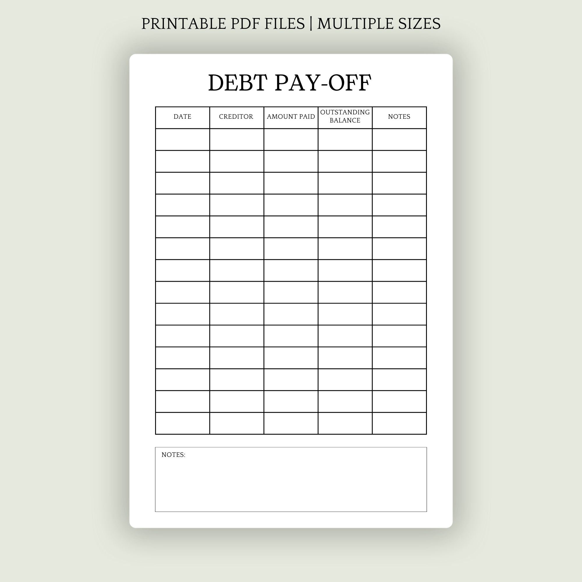 Debt Repayment Printable Debt Tracker Debt Payoff Tracker - Etsy