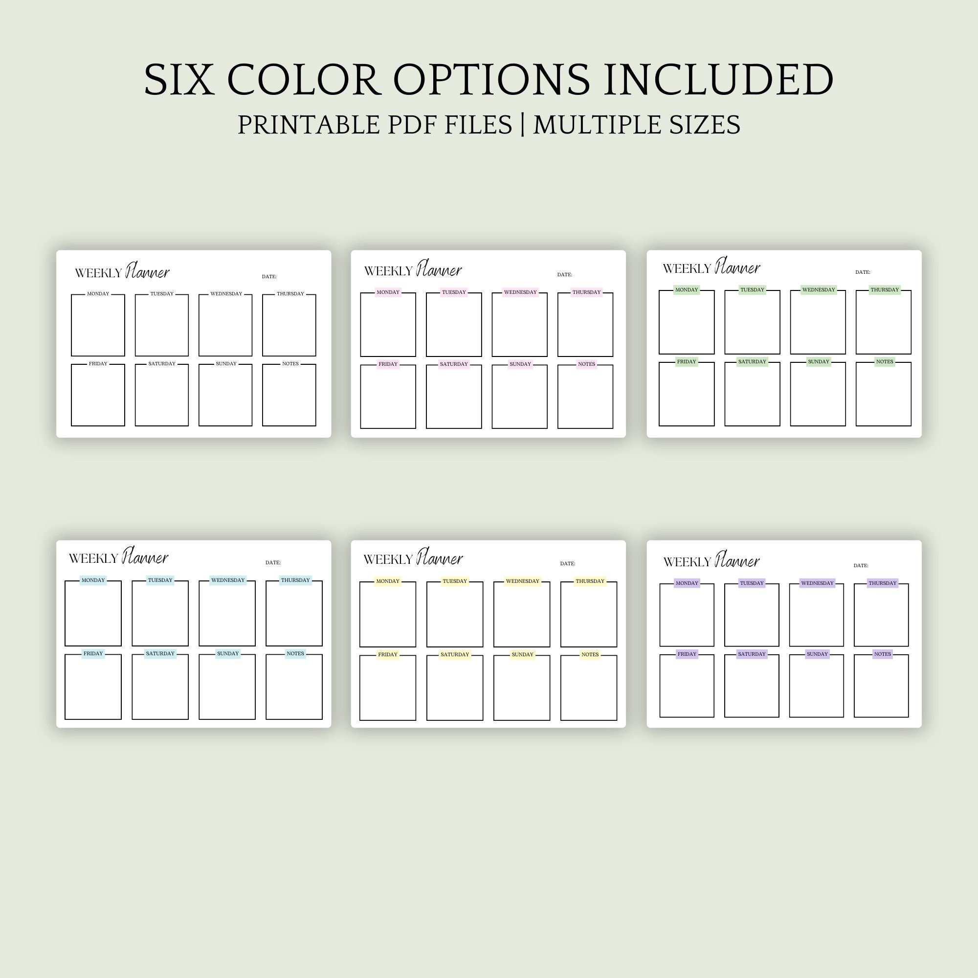 Weekly Planner Printable Landscape, Minimalist Weekly Schedule, Week at ...