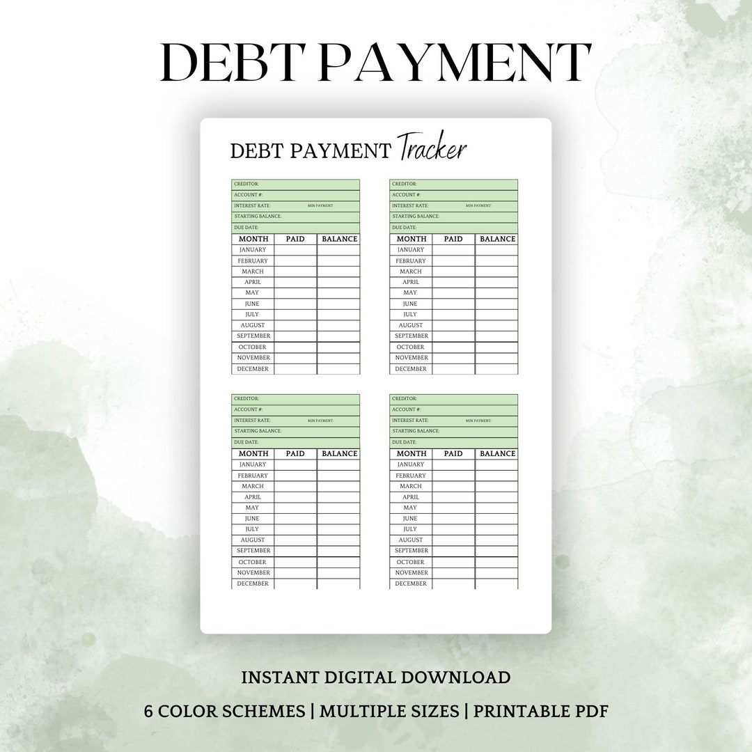Debt Payment Tracker Printable , Debt Tracker Printable, Debt Snowball ...