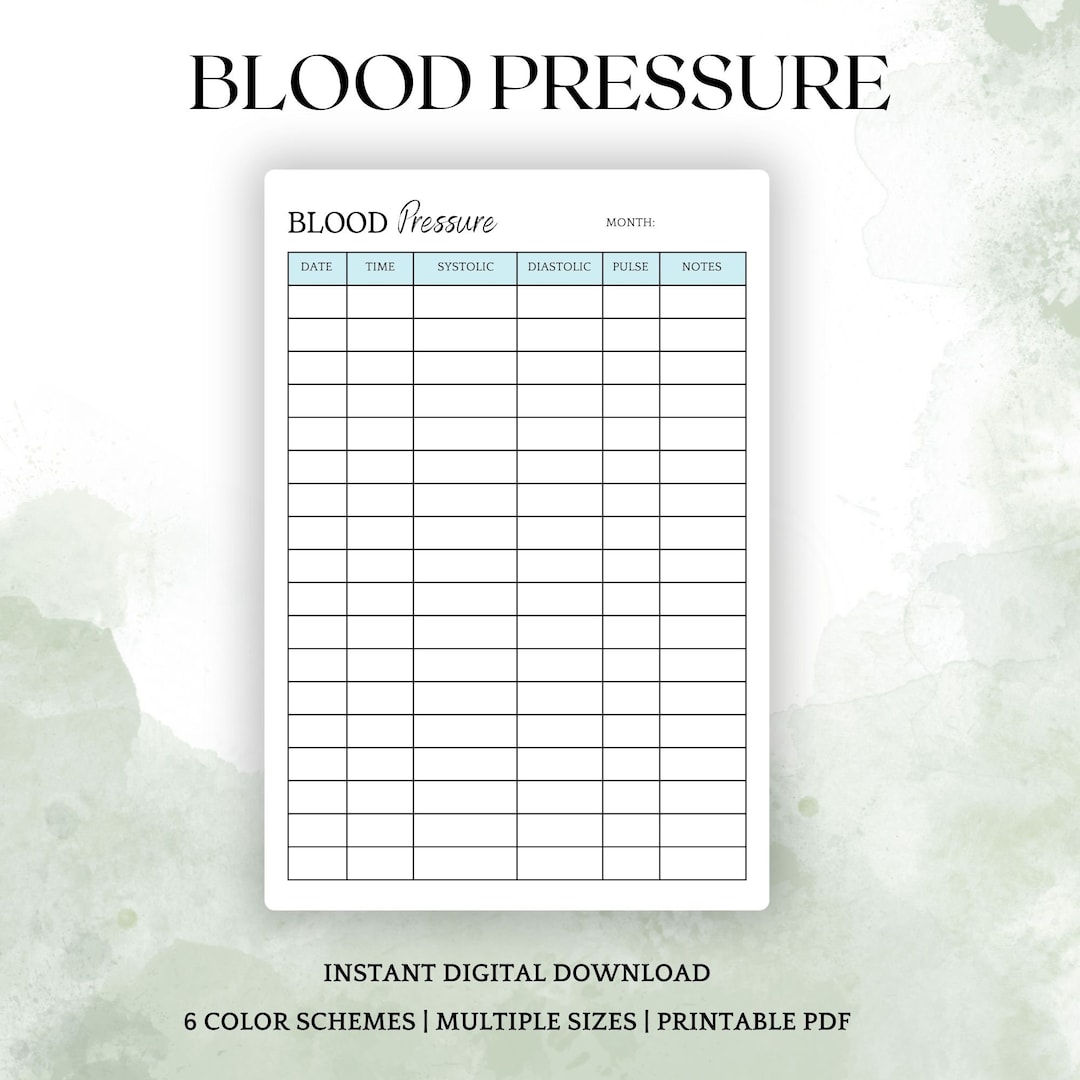 Blood Pressure Log Book Printable, High Blood Pressure Tracker ...