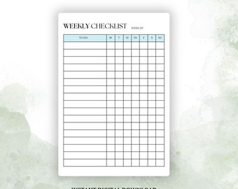 Weekly Checklist Printable, to Do List Template, Weekly Checklist ...
