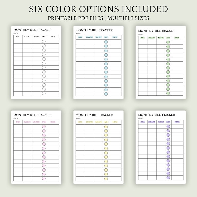 Monthly Bill Tracker Printable | Bill Payment Tracker | Bill Pay ...